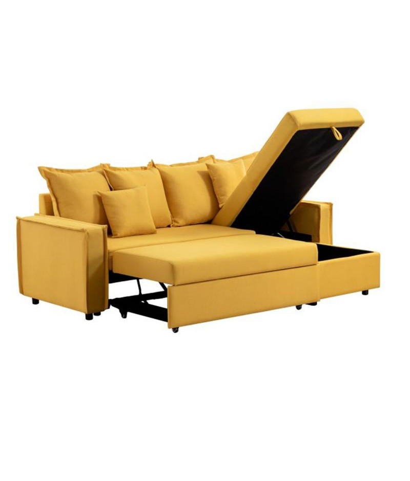 Tanaro - Sofacama esquinero estilo moderno tela color amarillo