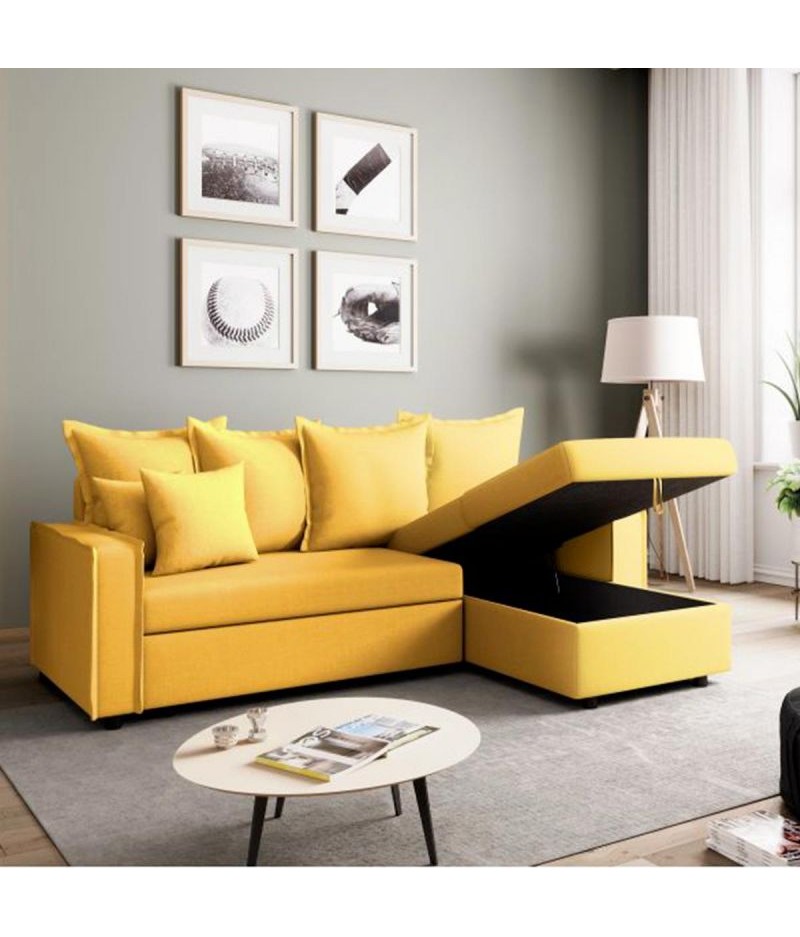 Tanaro - Sofacama esquinero estilo moderno tela color amarillo