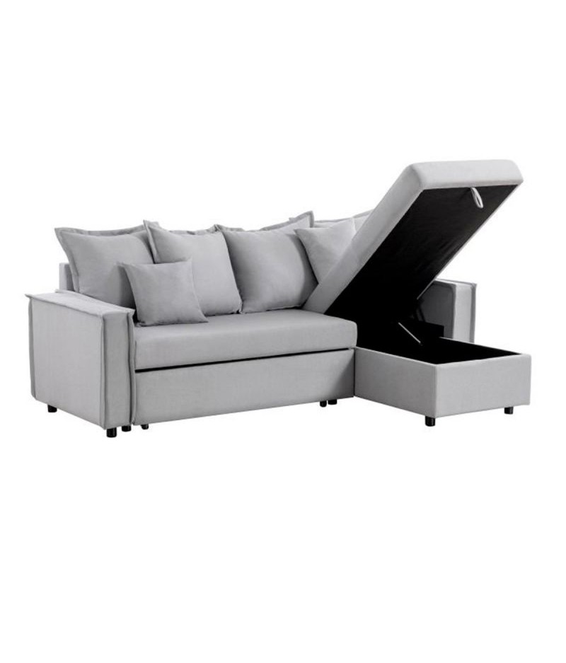 Tanaro - Sofacama esquinero estilo moderno tela color gris claro
