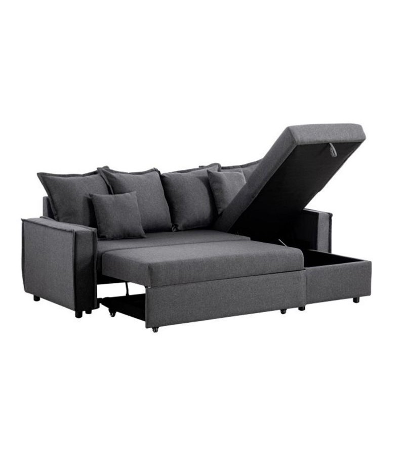Tanaro - Sofacama esquinero estilo moderno tela color gris oscuro