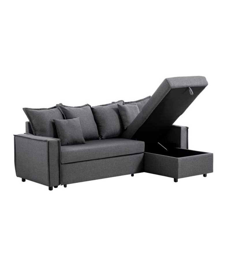 Tanaro - Sofacama esquinero estilo moderno tela color gris oscuro