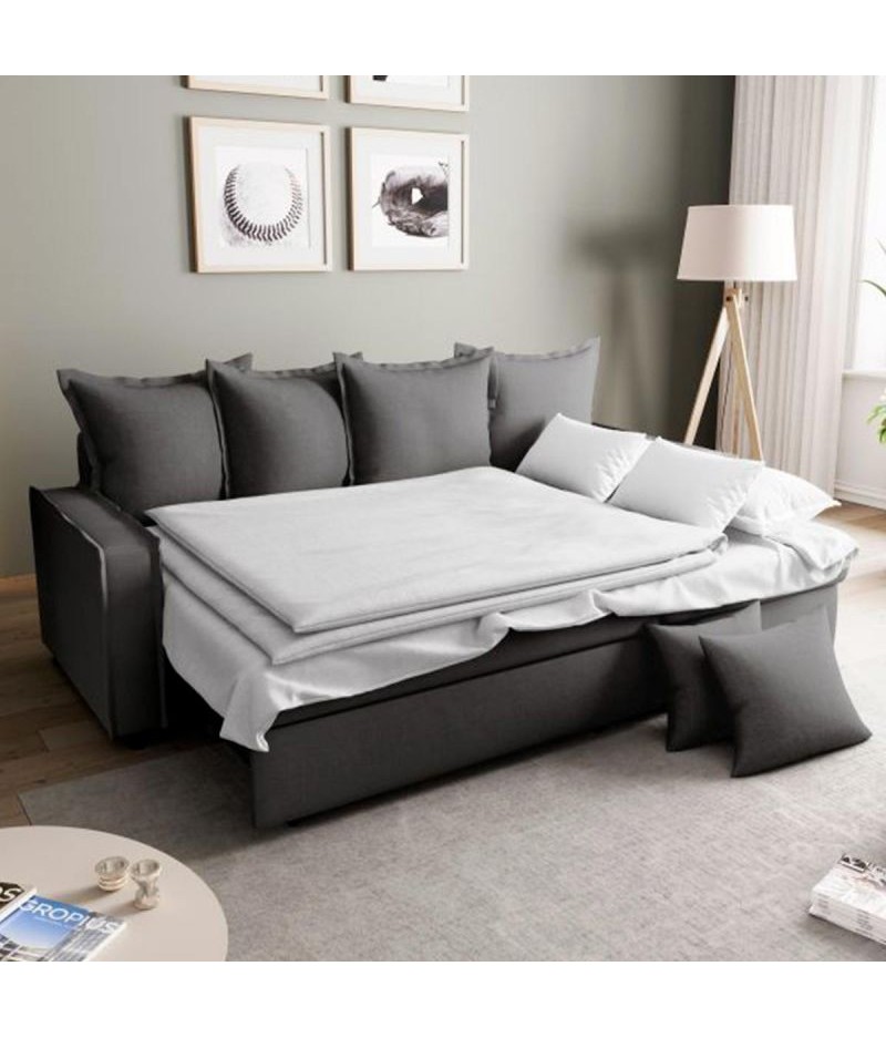 Tanaro - Sofacama esquinero estilo moderno tela color gris oscuro