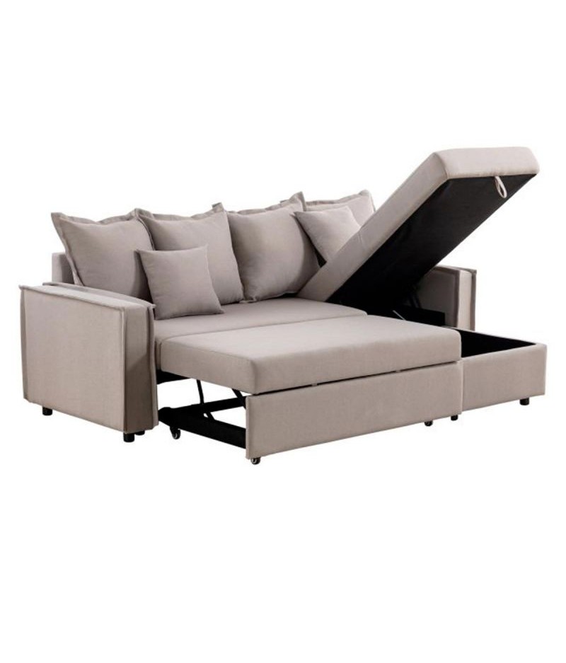Tanaro - Sofacama esquinero estilo moderno tela color beige