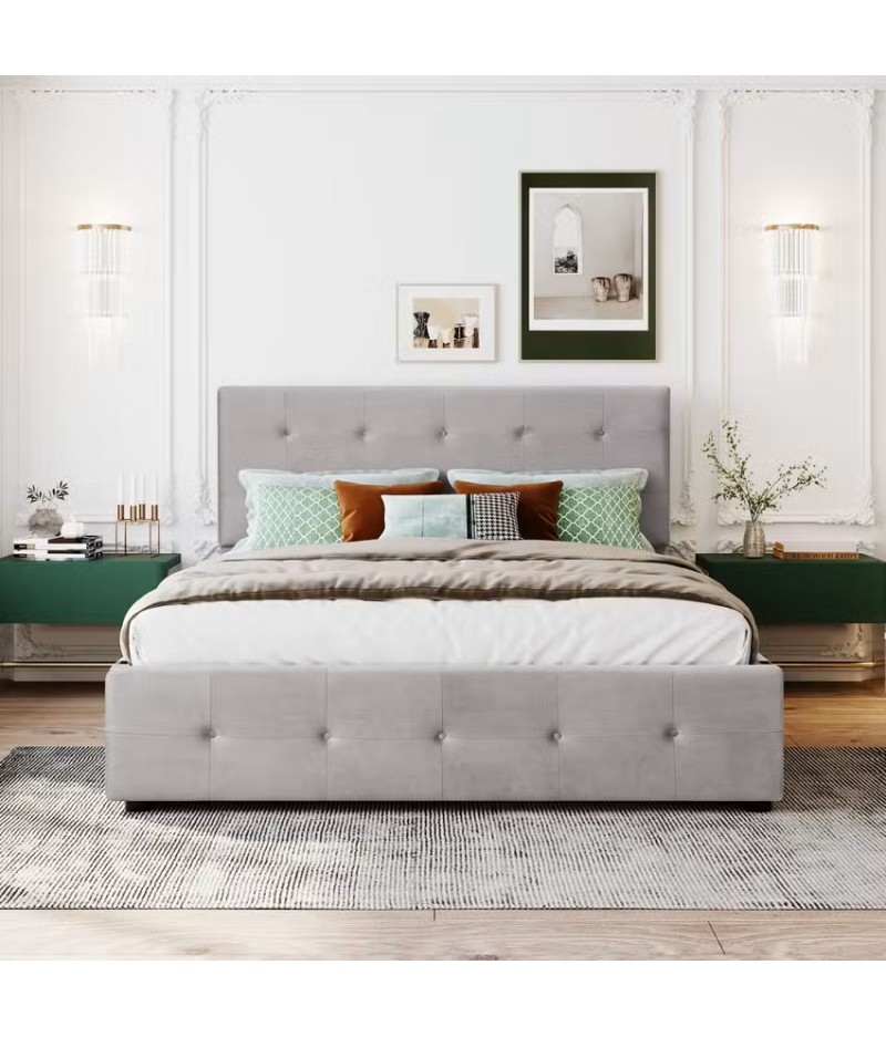 Mallorca - Cama matrimonial estilo moderno capitonada con terciopelo ...