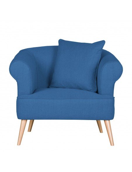 Adele – Sillón estilo moderno con tela azul rey y su cojín